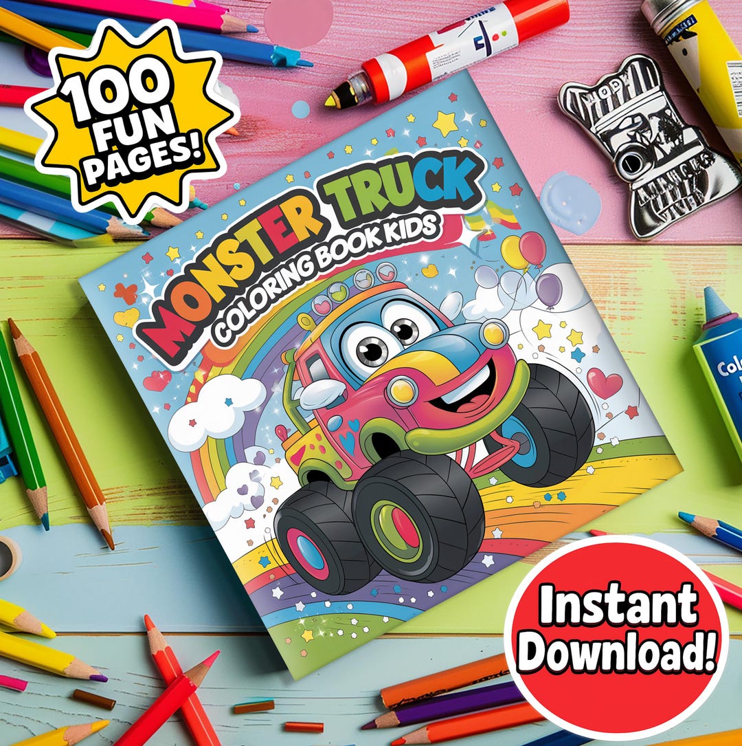 100 Monster Truck Coloring Pages for iPad – Digital or Printable PDF ...