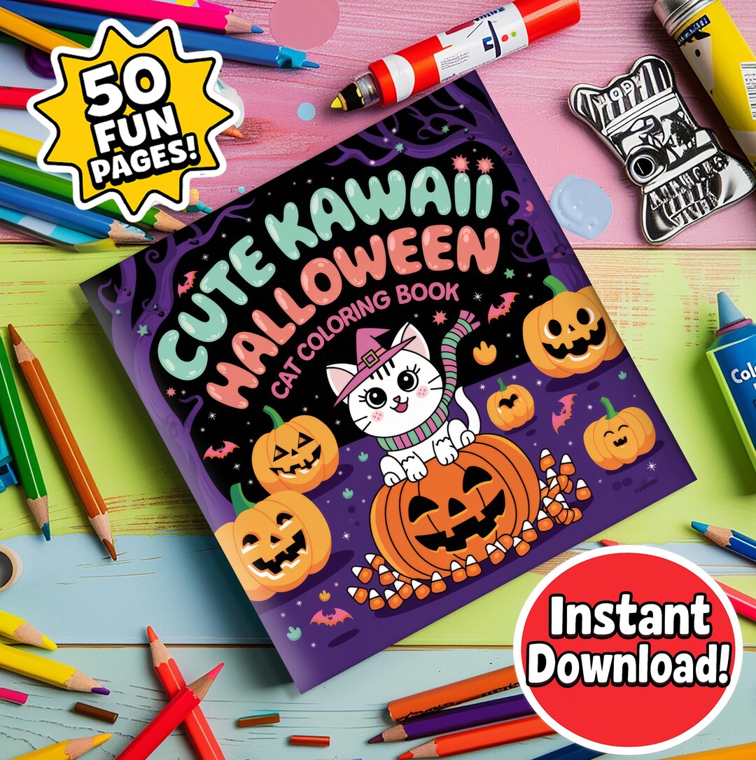 Children Halloween Coloring Book Printable – 50 Fun Pages of Smiling ...