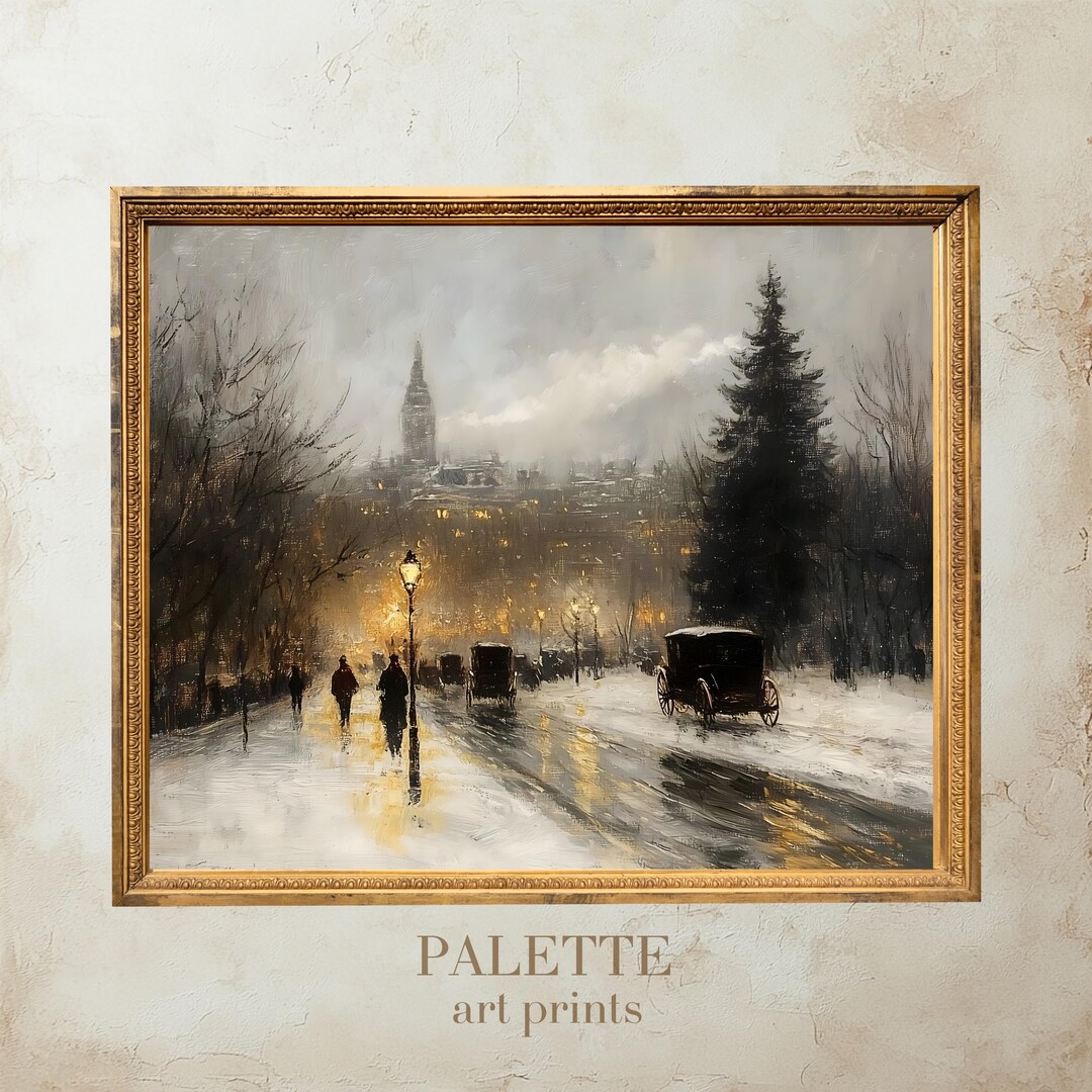 Vintage Winter Carriage Scene, Horse-drawn Sleigh in Snow, Rustic ...