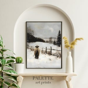 Winter Scarecrow Painting With Snowy Field and Rustic Fence, Serene ...