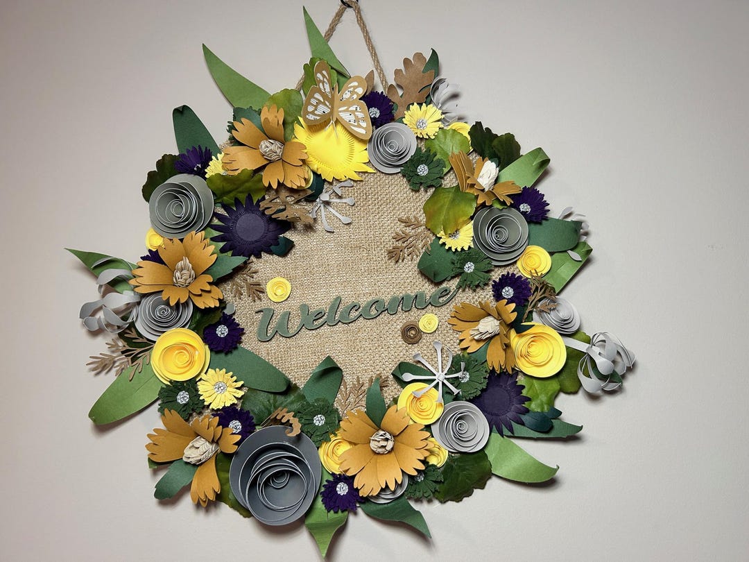 Handmade 12 Inch 'welcome' Sign Embellished With a Beautiful Flowers in ...
