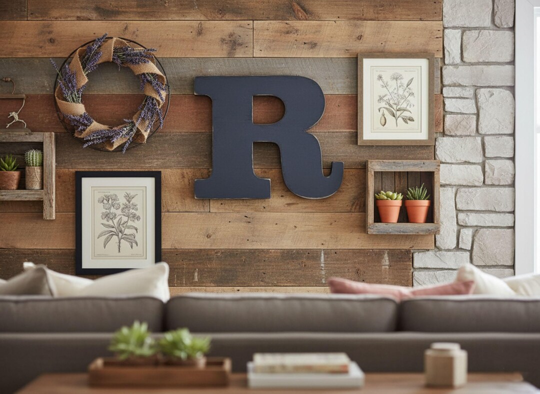 Rustic Wooden Letter, Wall Decor – 8 & 12 Inch Distressed Monogram ...