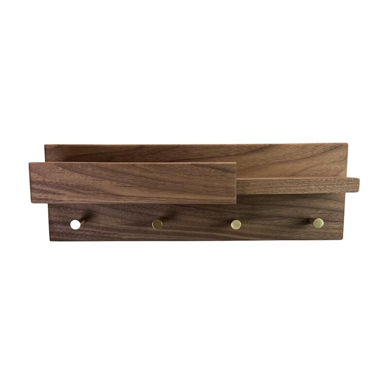Solid Walnut Key Holder, Entryway Organization With Shelf, Phone ...