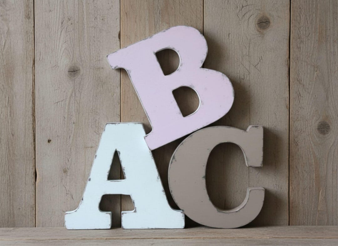 Distressed Wooden Letter, Farmhouse Wall Decor, Shabby Chic Monogram - Etsy