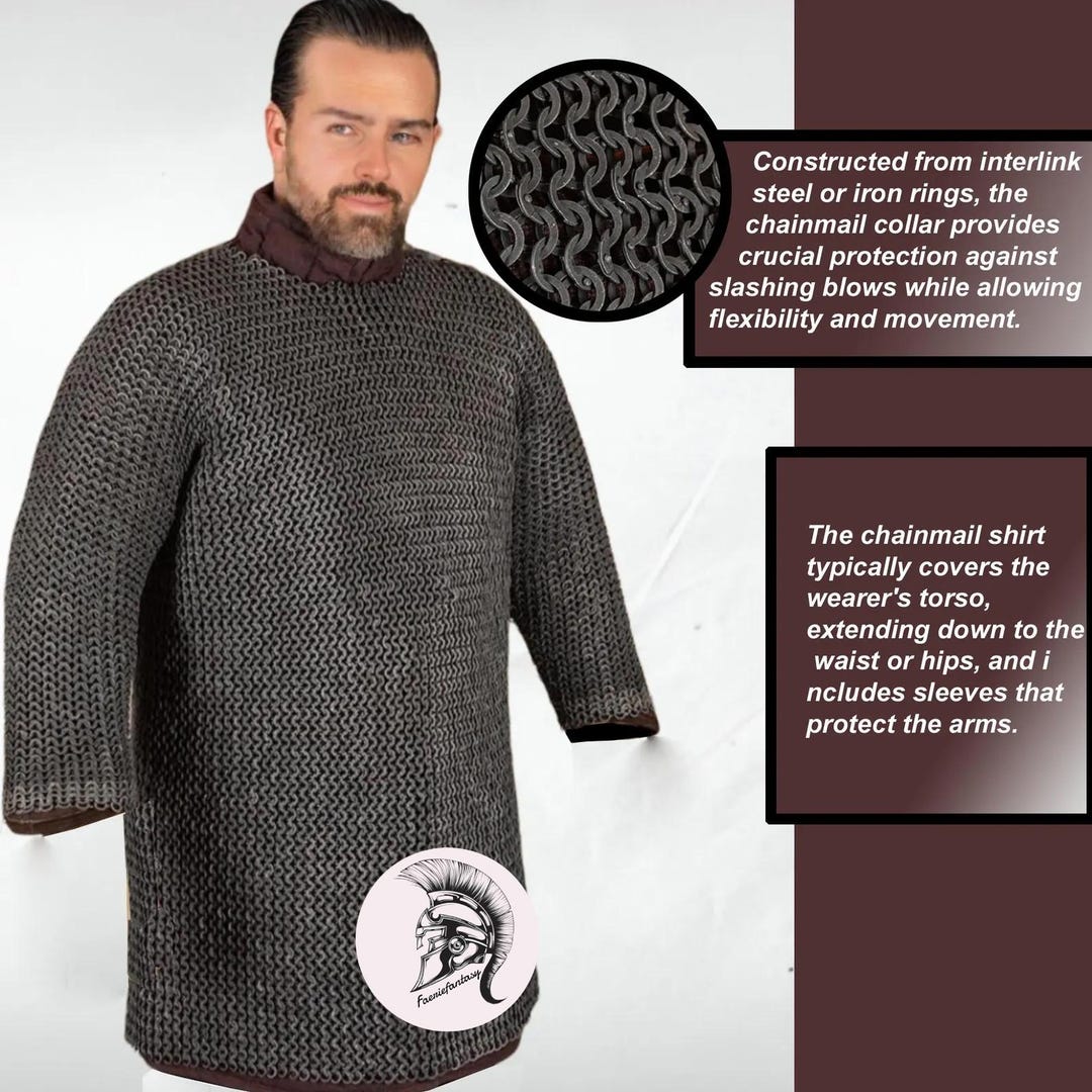 Mild Steel Chainmail Hauberk for Full Upper Body Protection With ...