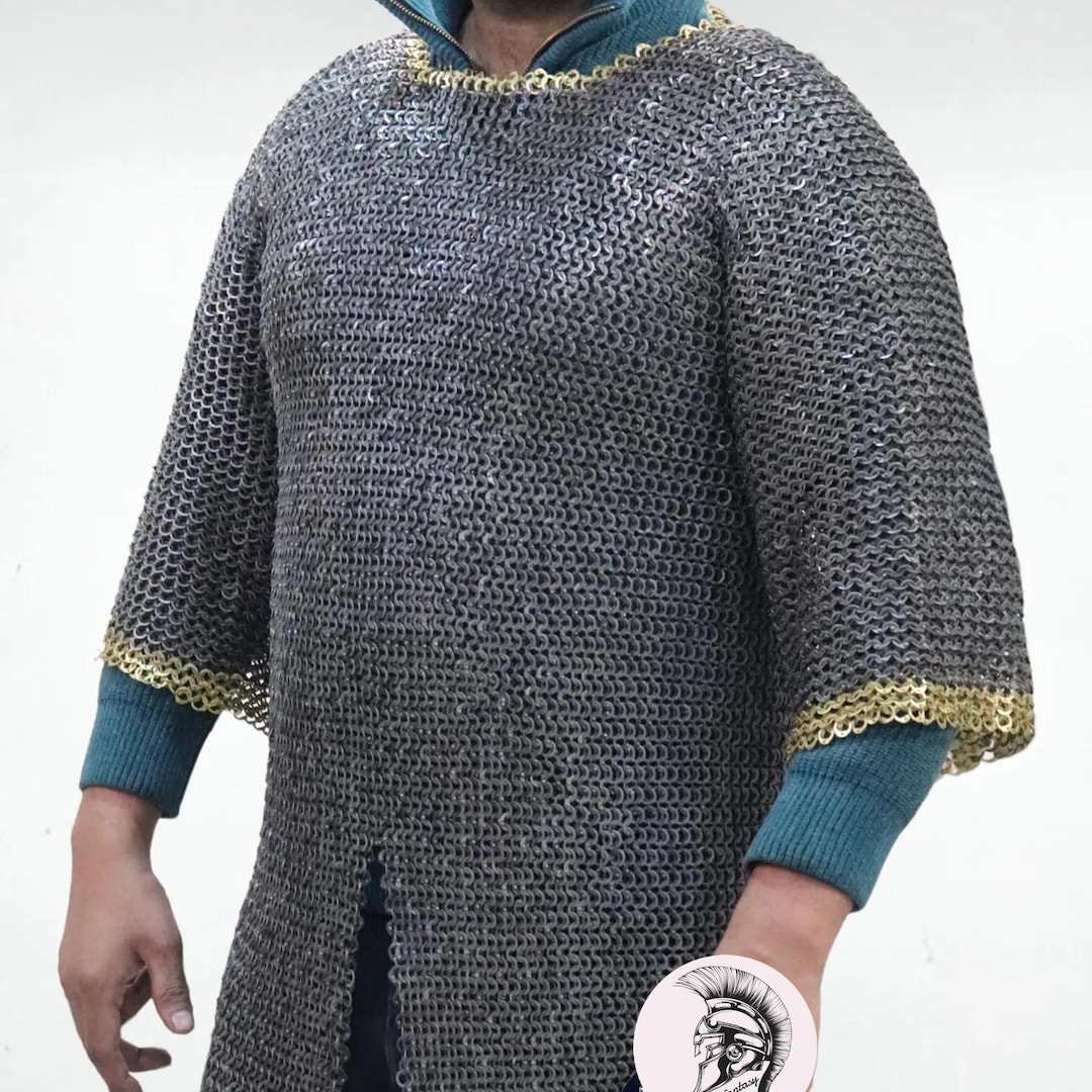 Hauberk Chainmail Shirt Haubergeon Mild Steel Armor Edieval Chainmail ...