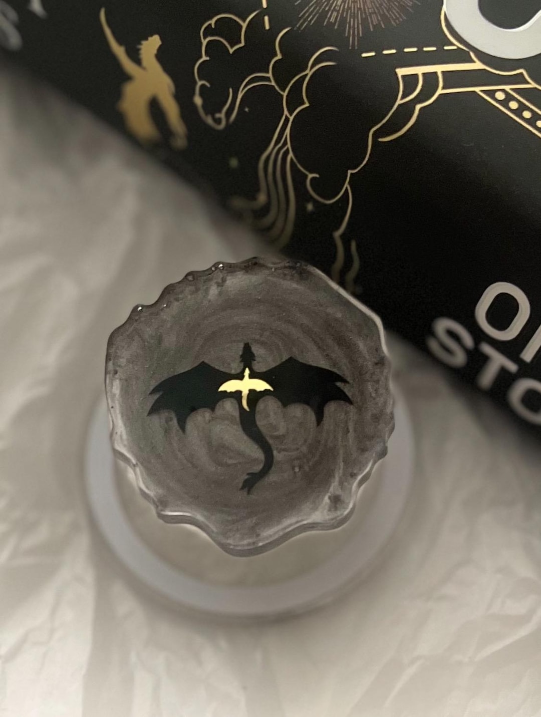 Fourth Wing Inspired Pop Socket, Phone Grip, Kindle Holder. Black and ...