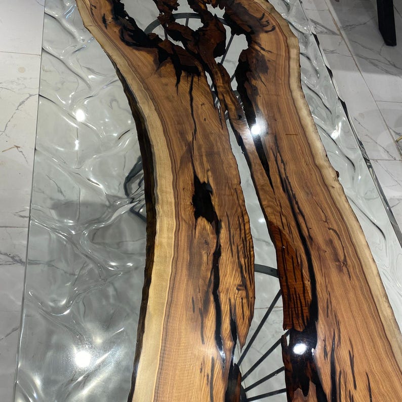 Live Edge River Table: Custom Epoxy Resin Desk, Modern Design - Etsy