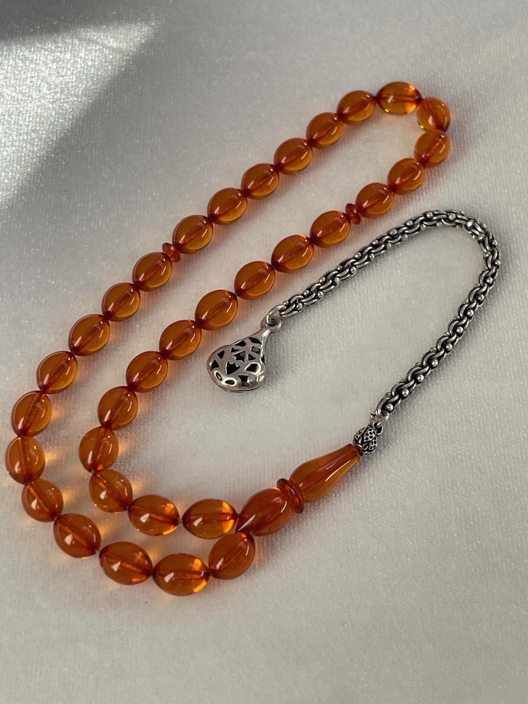 Antique Orange Zar Kehribar Tasbih | 9x7mm Old Catalin Prayer Beads ...