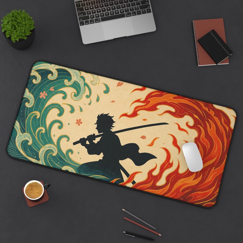 Demon Slayer Desk Mat With Traditional Japanese Motifs and Warrior ...