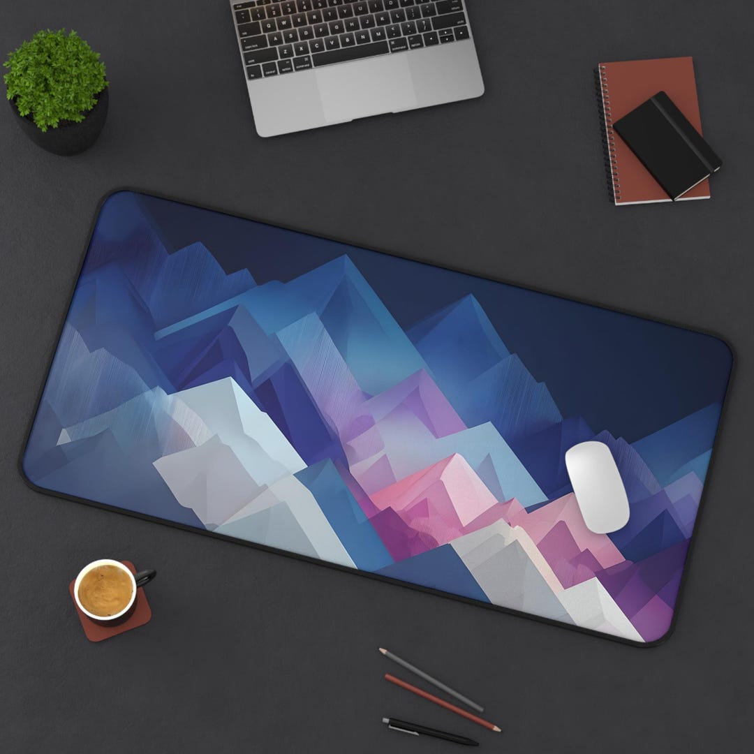 Geometric Desk Mat, Mountain Design, Abstract Mouse Pad for Office ...
