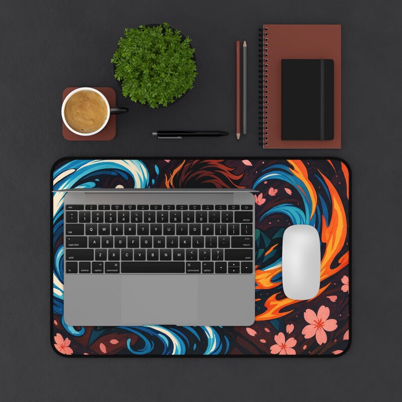 Demon Slayer Fire and Water Desk Mat, Mouse Pad for Anime Fan, Gaming ...