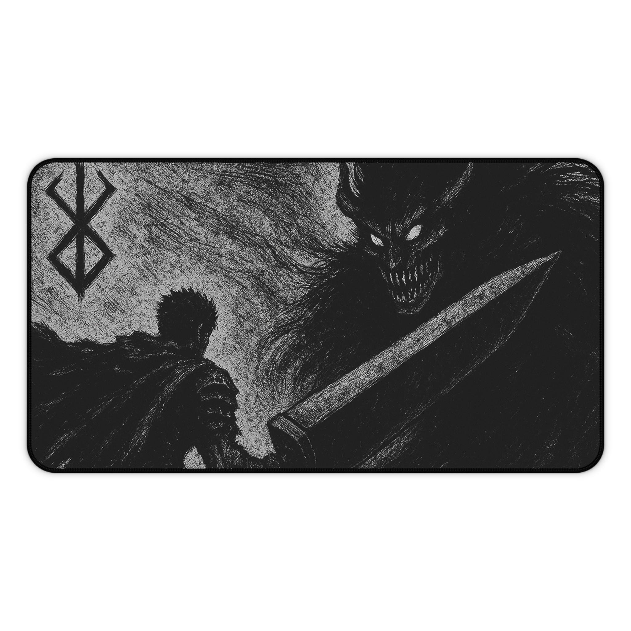Monochromatic Desk Mat, Berserk Inspired Gaming Mouse Pad, Anime Desk ...