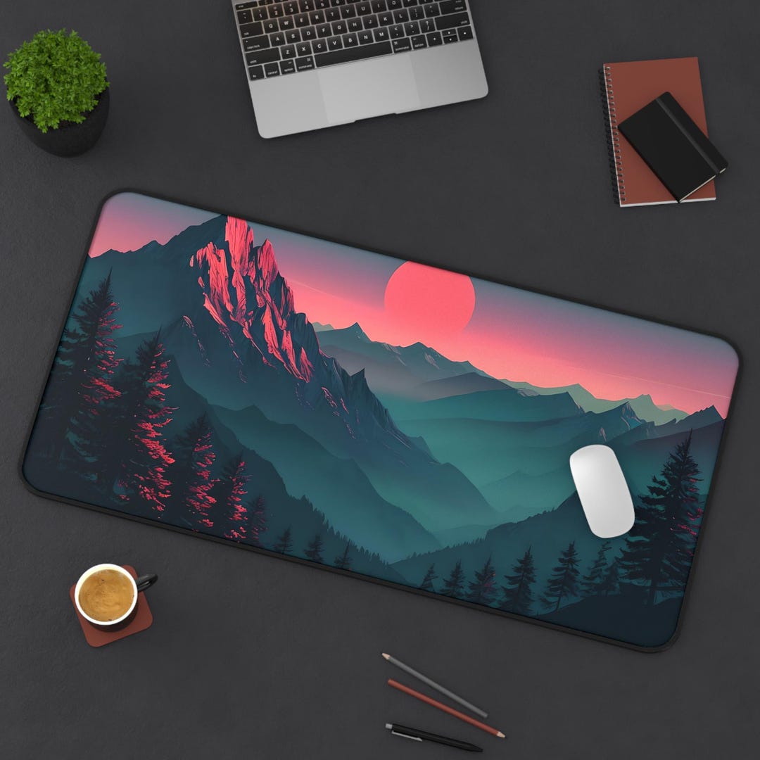 Desk Mat, Mountain Landscape Pad, Large Desk Protector, Nature Scene ...