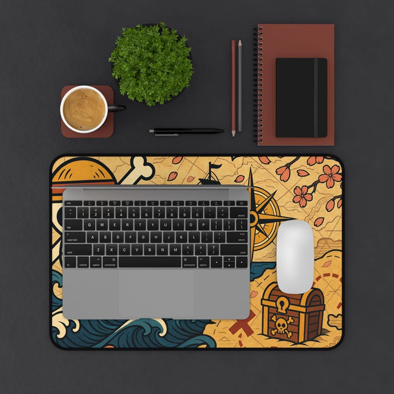 One Piece Pirate Treasure Map Desk Mat, Gaming Mouse Pad, Jolly Roger ...