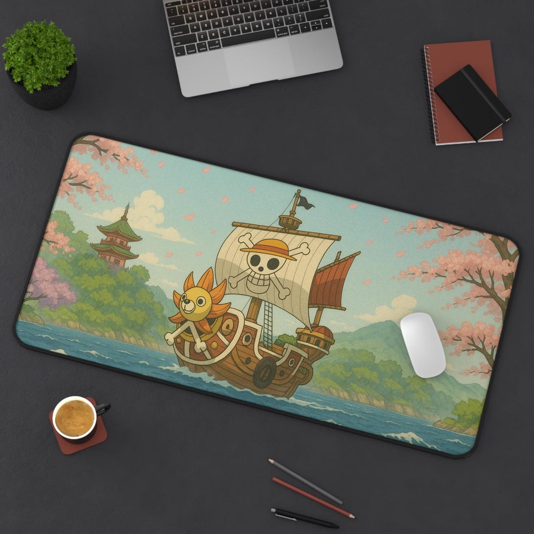 Desk Mat - Wano Arc Sunny Ship Cherry Blossom Japanese Themed Image ...