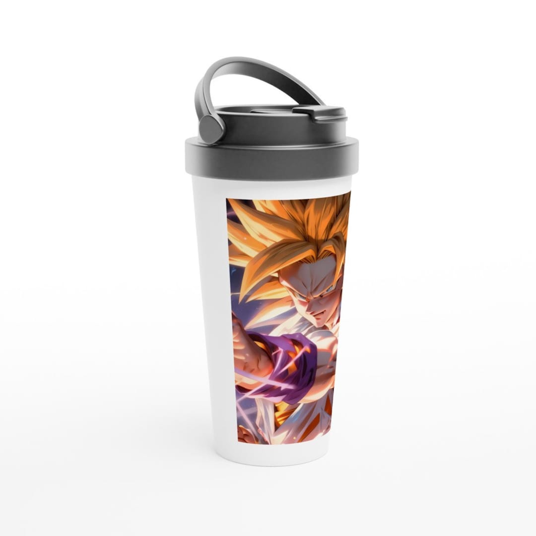 Goku Saiyan Fanart Manga Animewhite 15oz Stainless Steel Travel Mug - Etsy