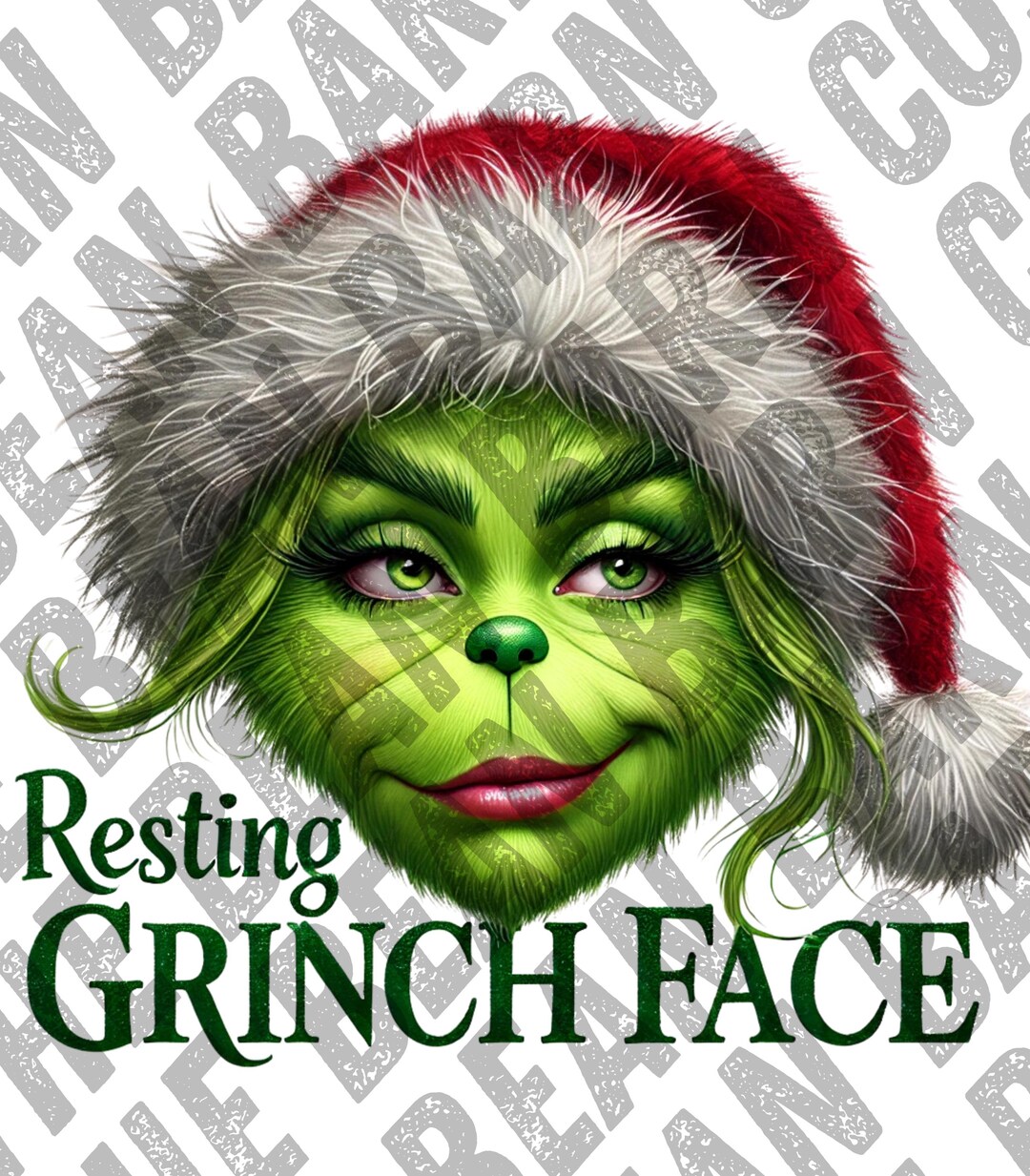 Resting Grinch Face Digital Download - Female Grinch Christmas PNG for ...