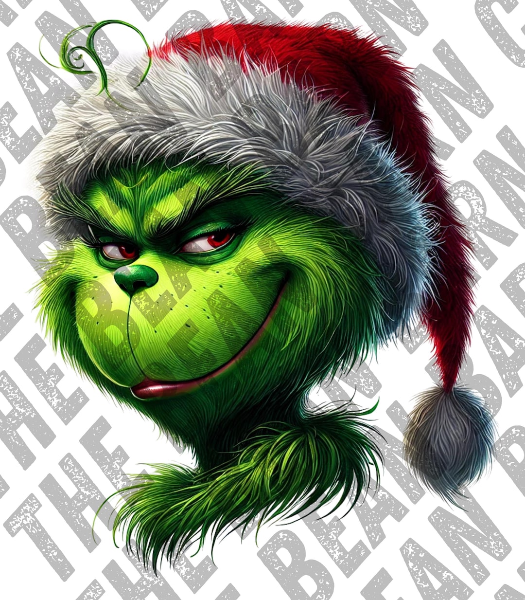 Mischievous Grinch PNG in Santa Hat Christmas Art - Fun Holiday Decor ...