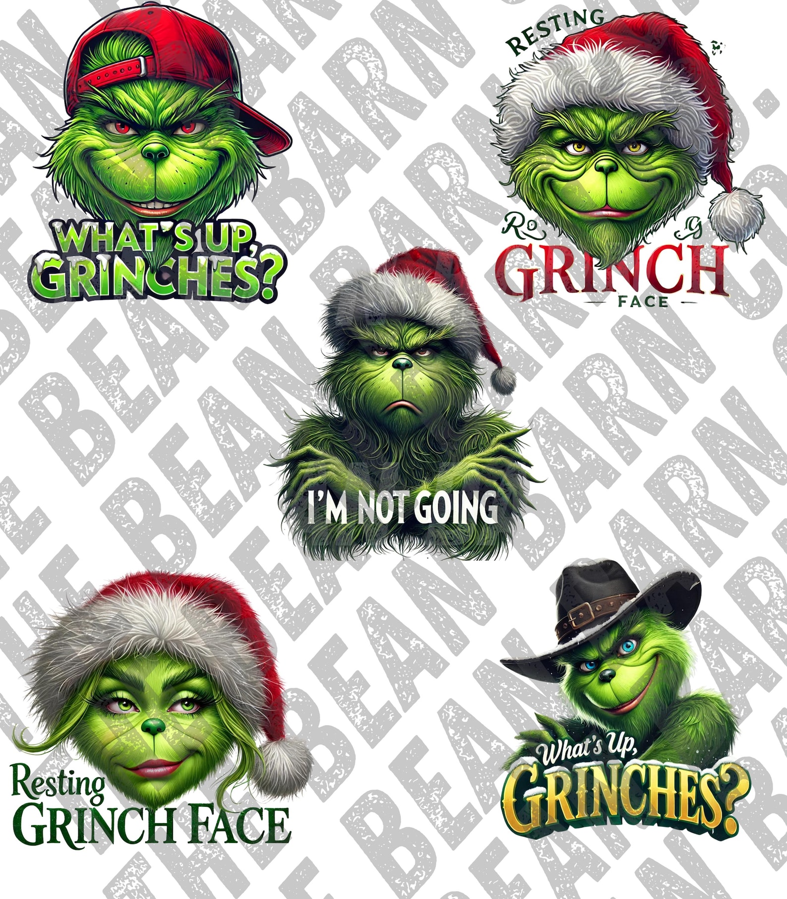 Best Seller Grinch PNG Bundle | 5-pack Christmas Digital Download ...