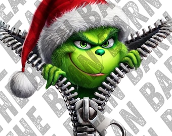 Grinch and Max Peeking Out of Zipper - PNG Digital Download - Etsy