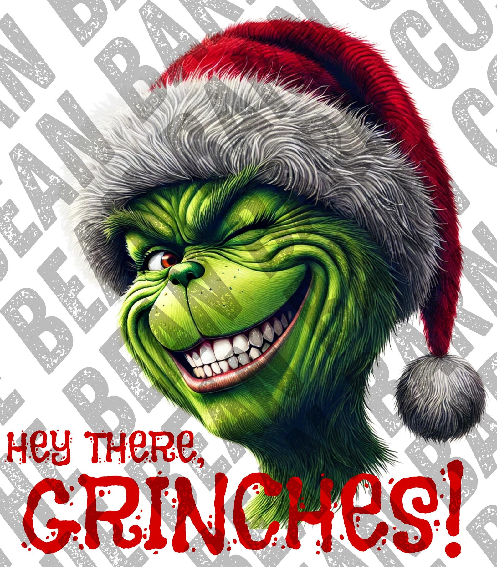 Hey There, Grinches! Winking Grinch With Santa Hat PNG | Funny ...