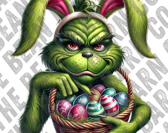 Grinch Easter Bunny Digital PNG – Funny Easter Sublimation Design - Etsy