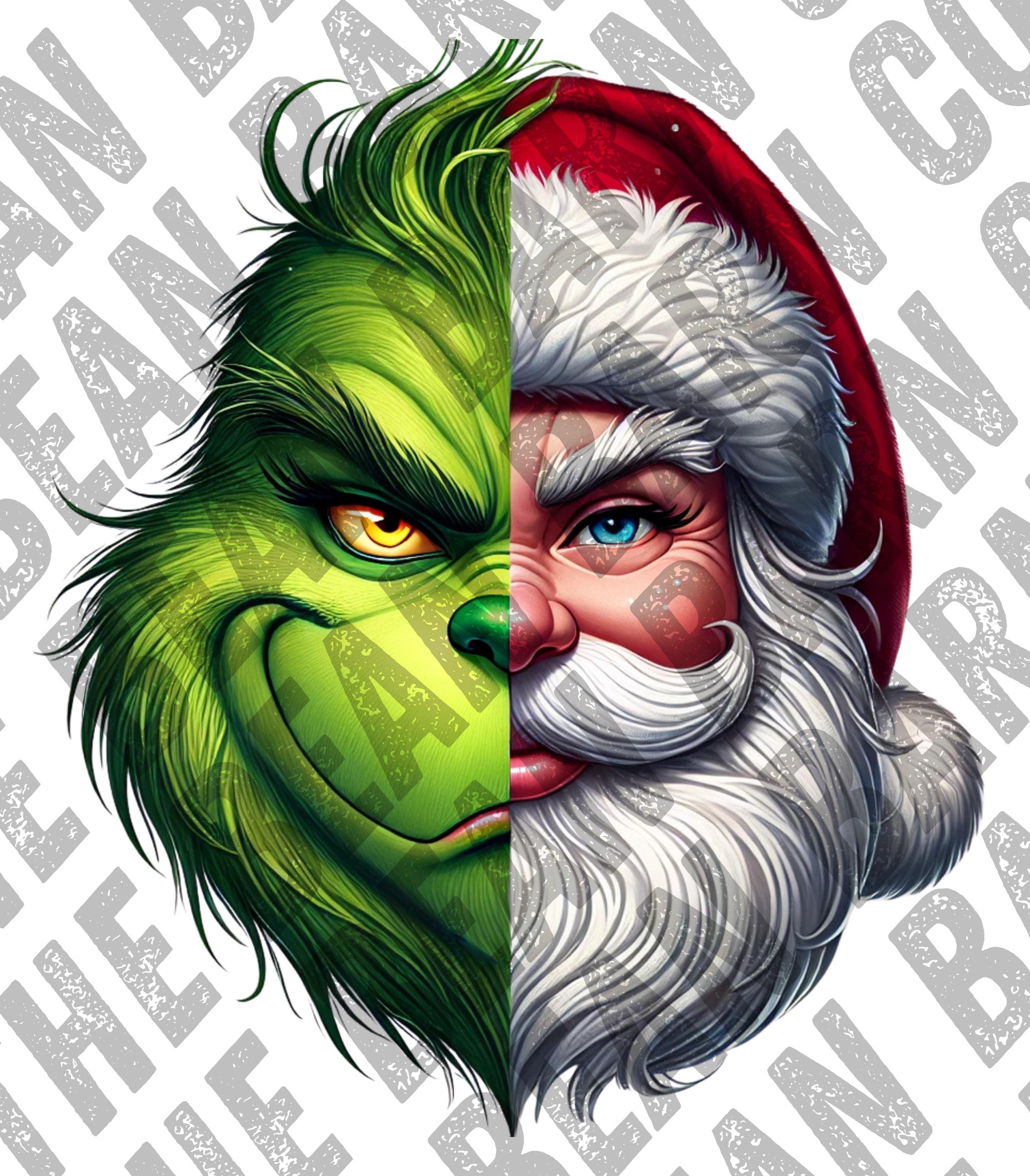 Grinch Meets Santa Split Design PNG - Etsy