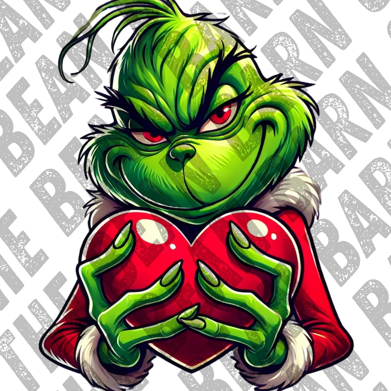 Grinch Heart Clipart - Etsy