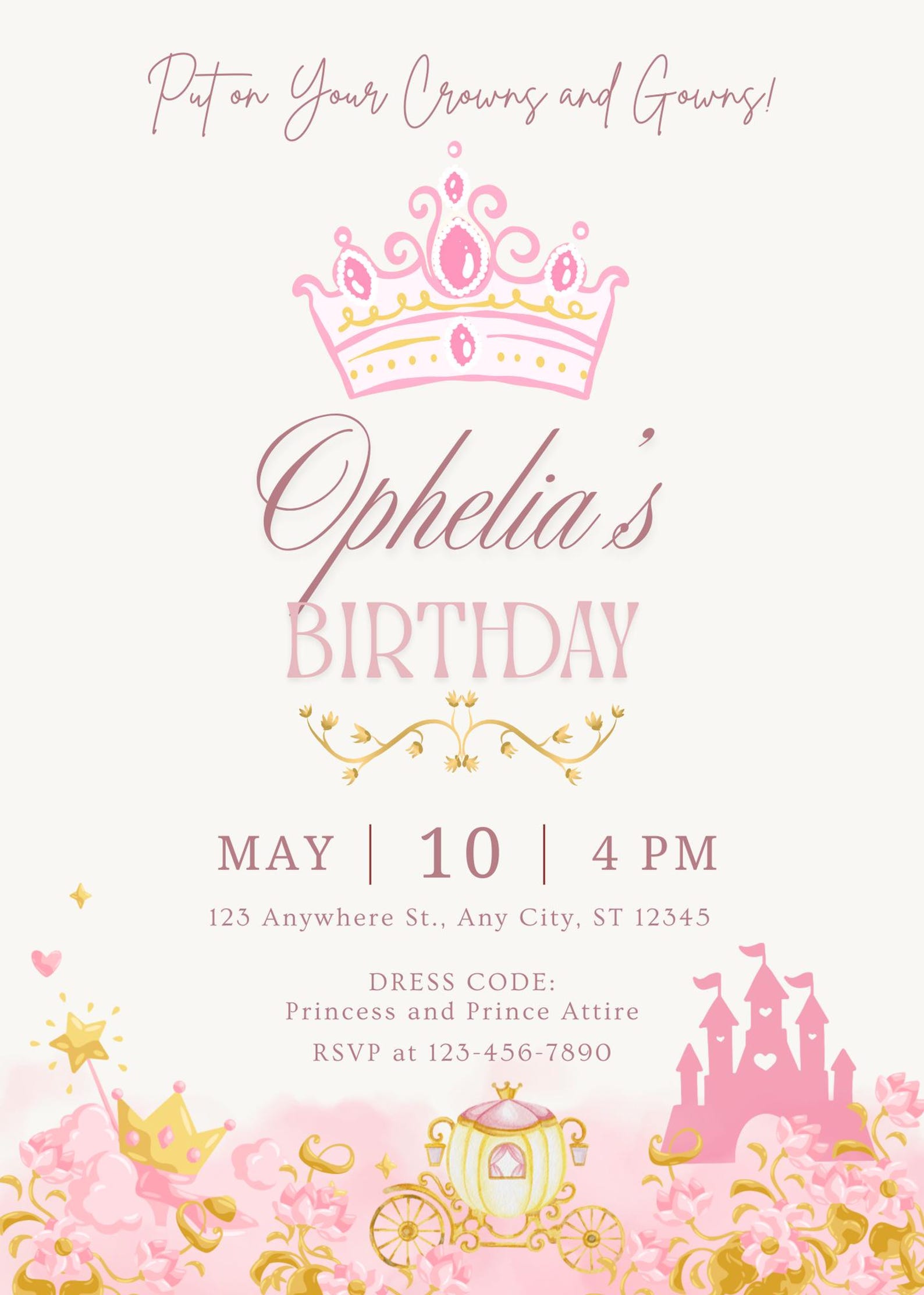 Crowns & Gowns Birthday Invitation - Etsy