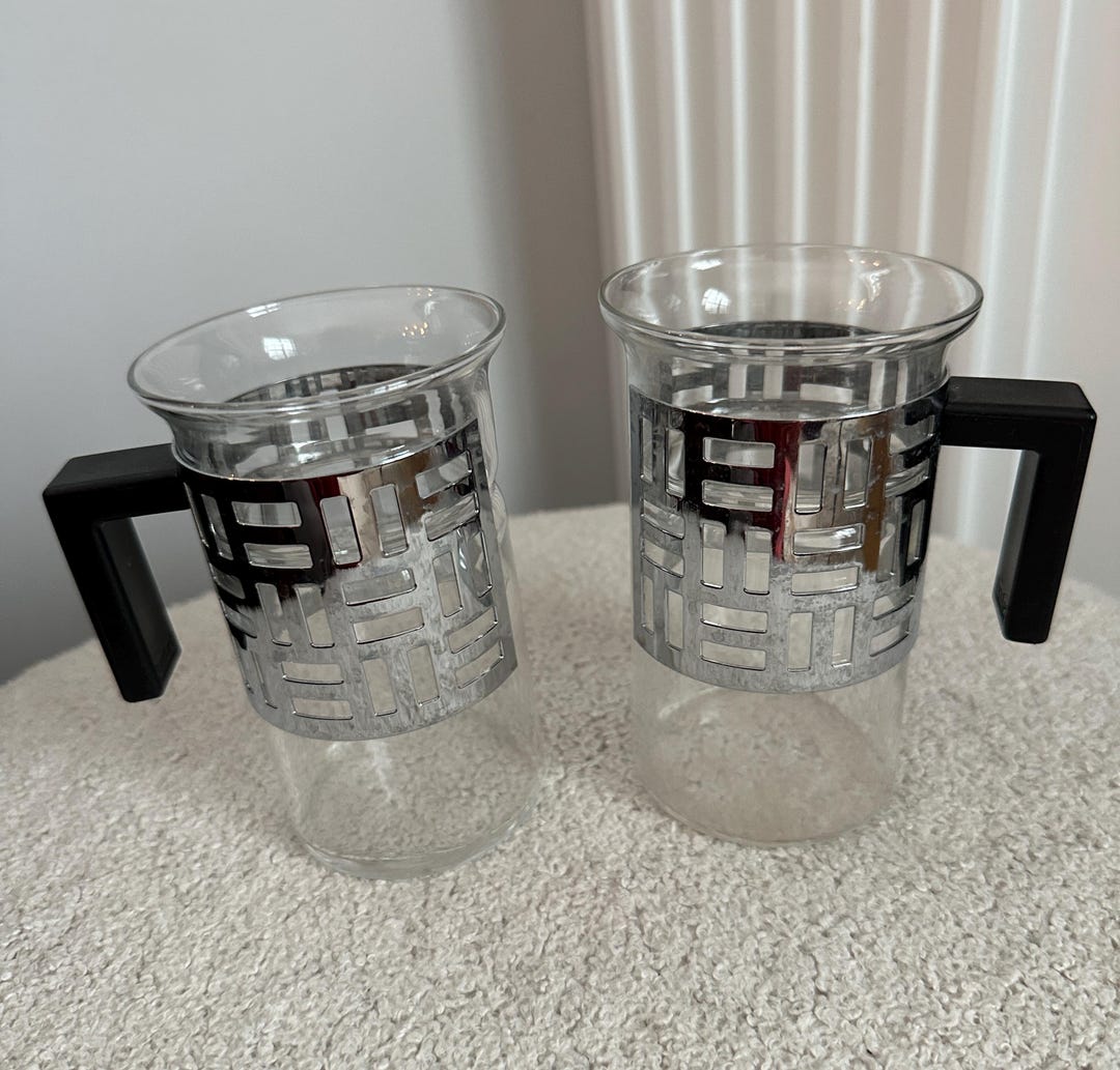 Rare Vintage Set W/ 2 Bodum Coffee Mugs EILEEN Pattern W/ Repeating Rectangle Mosaic All Around ...