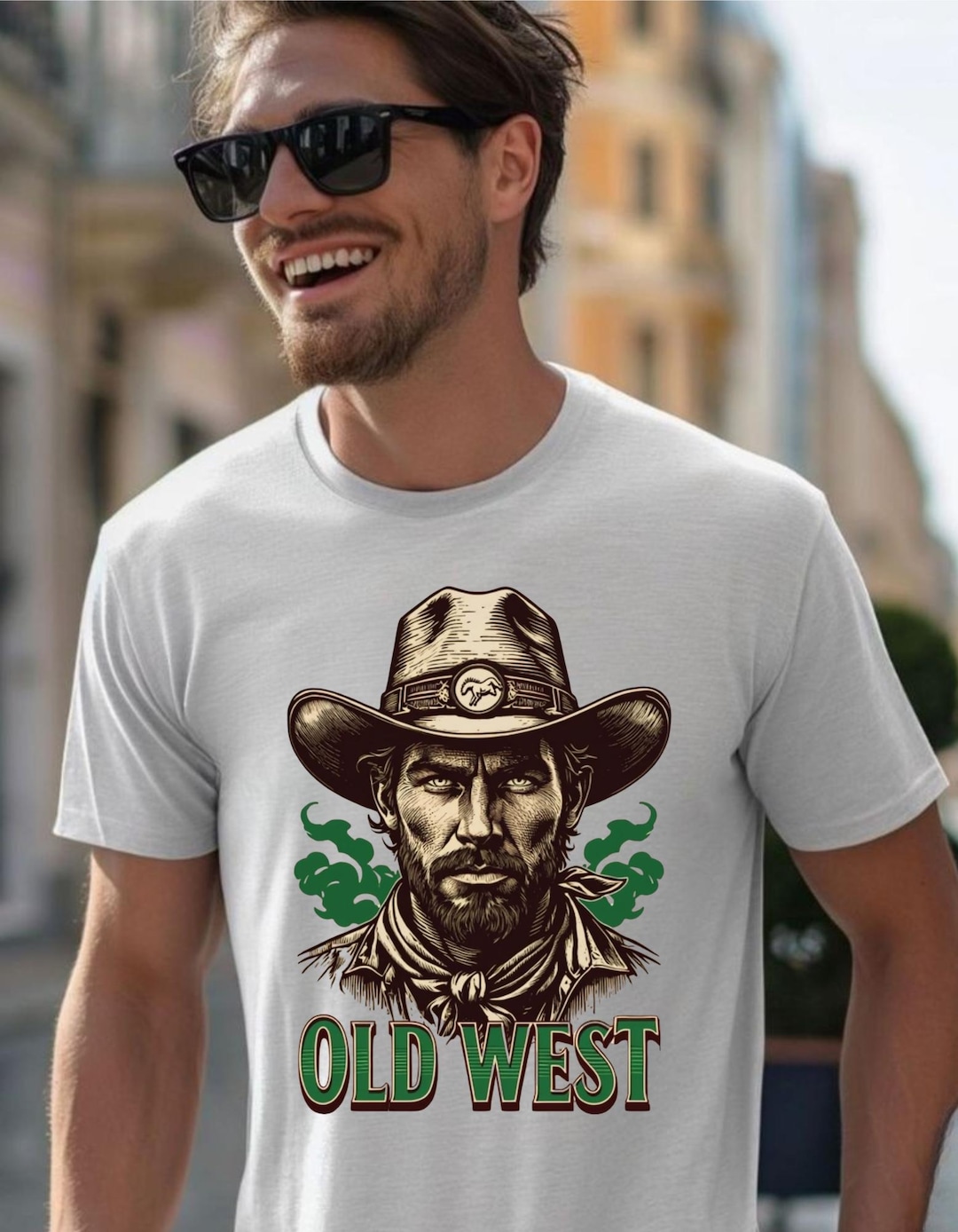 Wild West Vibes: Vintage Cowboy Tee for Rodeo Fans Western Style Shirt, Gift for Cowboy Lovers ...