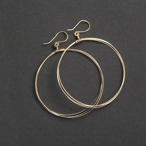 Gold Hoop Earrings, Large Gold Wire Hoop Earrings, Gold Hoops ...
