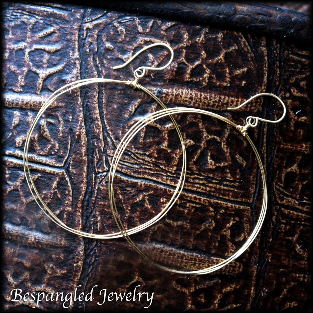 Gold Hoop Earrings Large Gold Wire Hoop Earrings Gold Hoops - Etsy