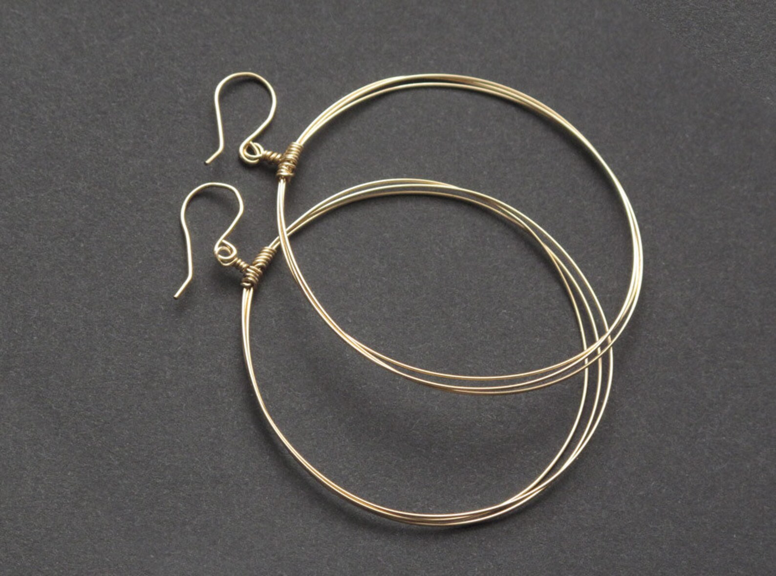 Gold Hoop Earrings Large Gold Wire Hoop Earrings Gold Hoops - Etsy