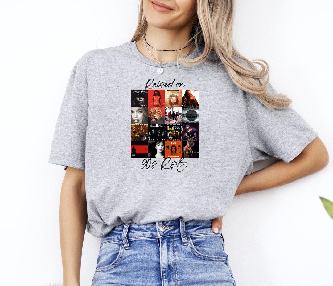 Raised on 90s R&B Album Cover T-shirt, 90's T-shirt, Music Artist T ...