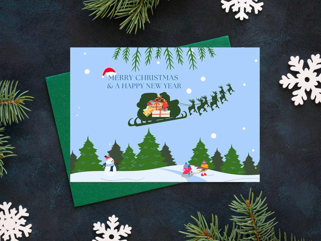 Merry Christmas Card Happy New Year 2025 Card Printable Christmas Card ...