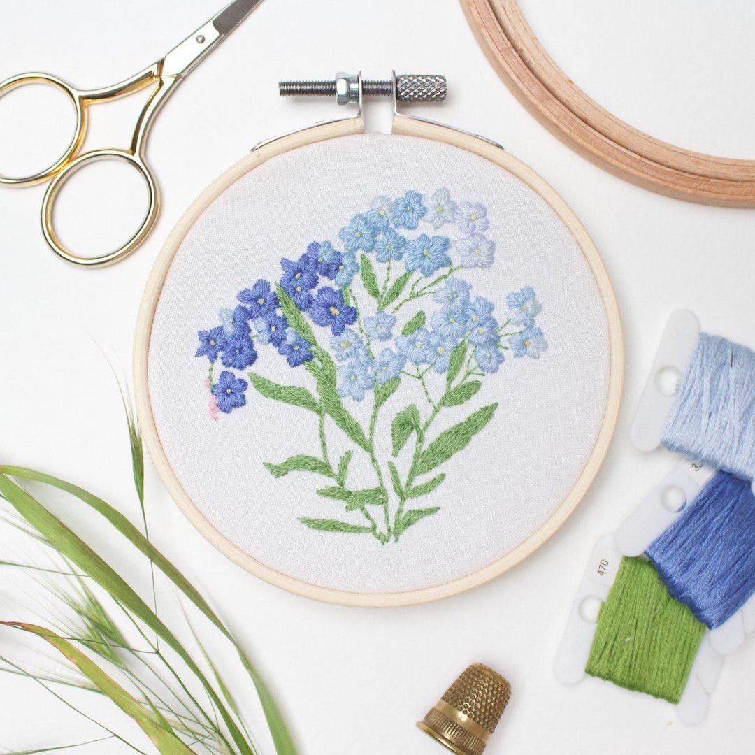 Forget-me-not Embroidery Hoop – Handmade Floral Wall Decor, Gift for ...