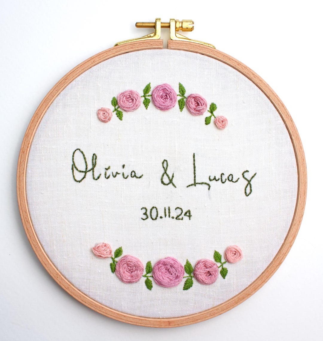 Personalized Wedding Hoop Art – Custom Embroidered Names and Date ...