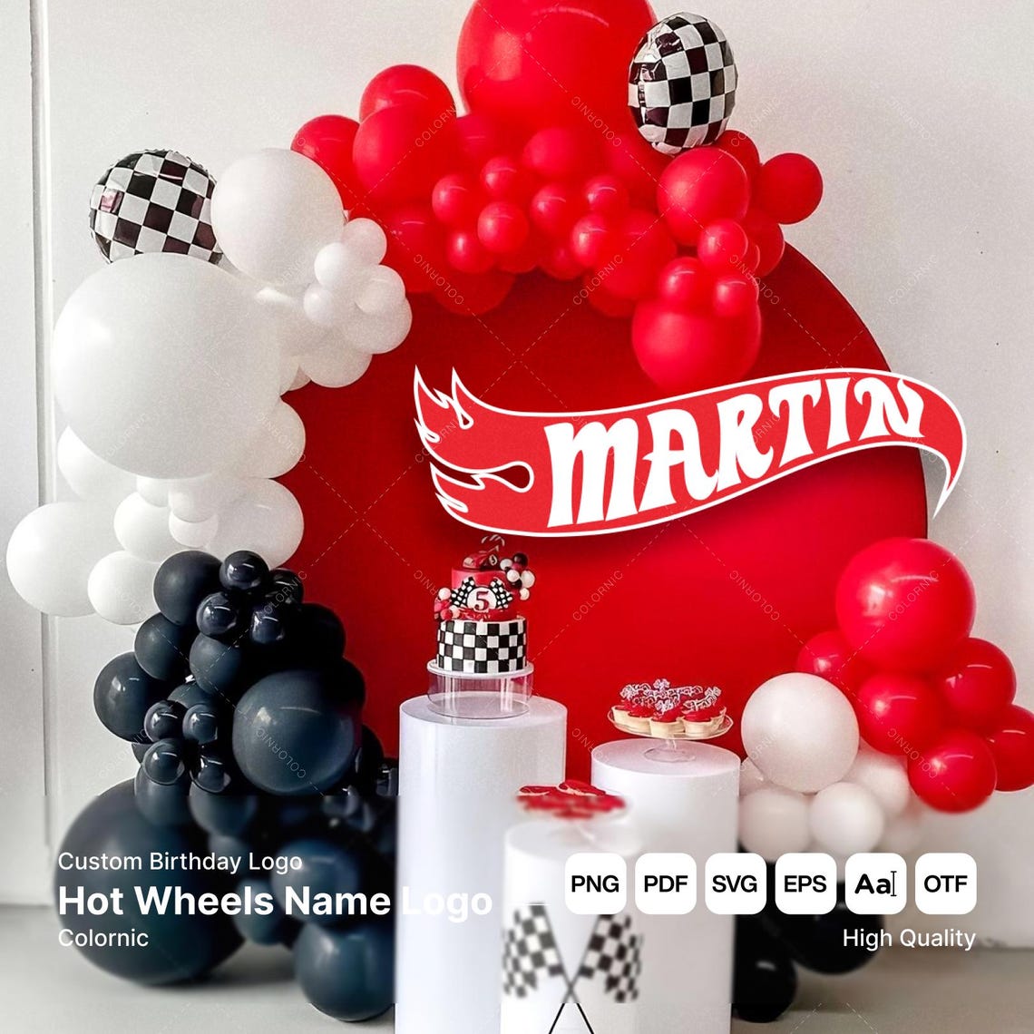 Hot Wheels Custom Logo, Personalized Hot Wheels-themed Name and Age ...