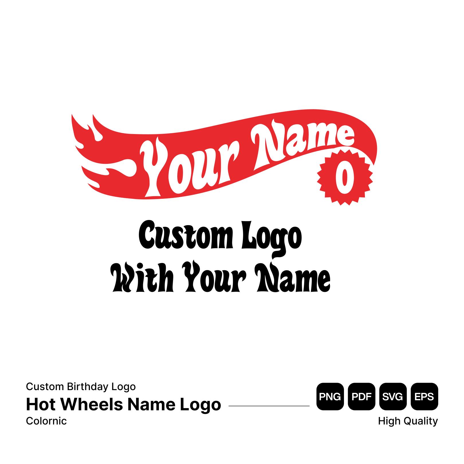 Hot Wheels Custom Logo, Personalized Hot Wheels-themed Name and Age ...