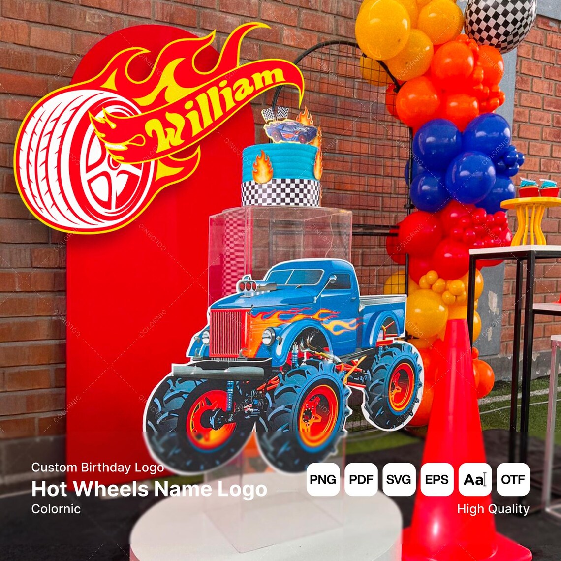 Hot Wheels Custom Logo, Personalized Hot Wheels-themed Name and Age ...