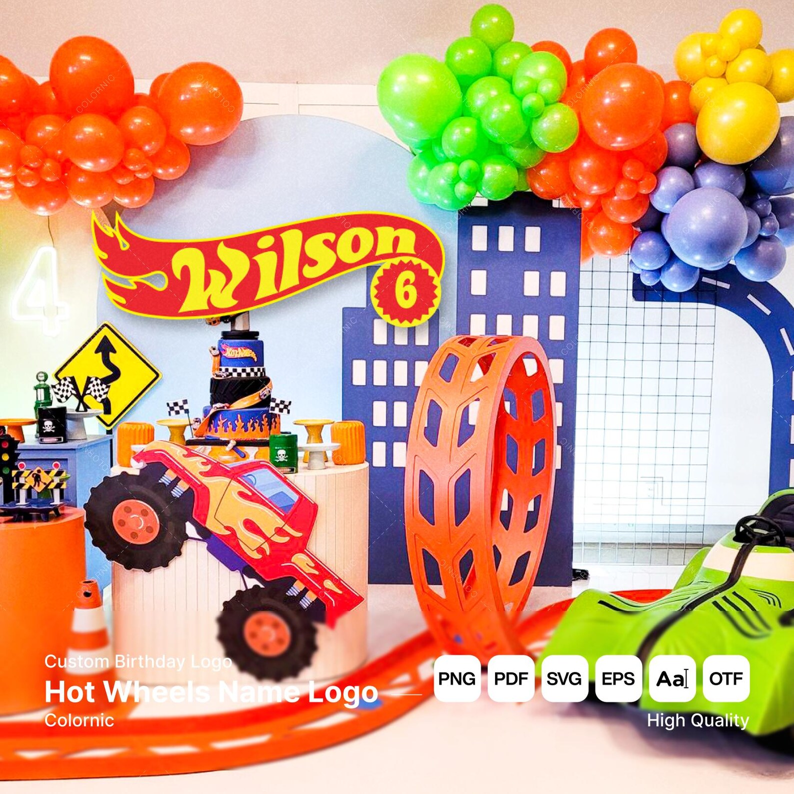 Hot Wheels Custom Logo, Personalized Hot Wheels-themed Name and Age ...
