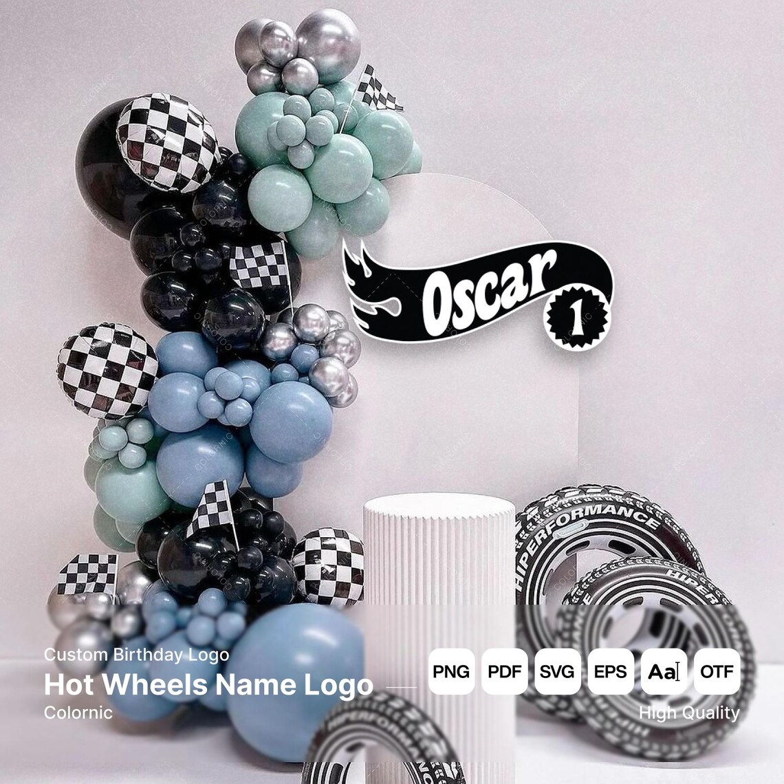 Hot Wheels Custom Logo, Personalized Hot Wheels-themed Name and Age ...