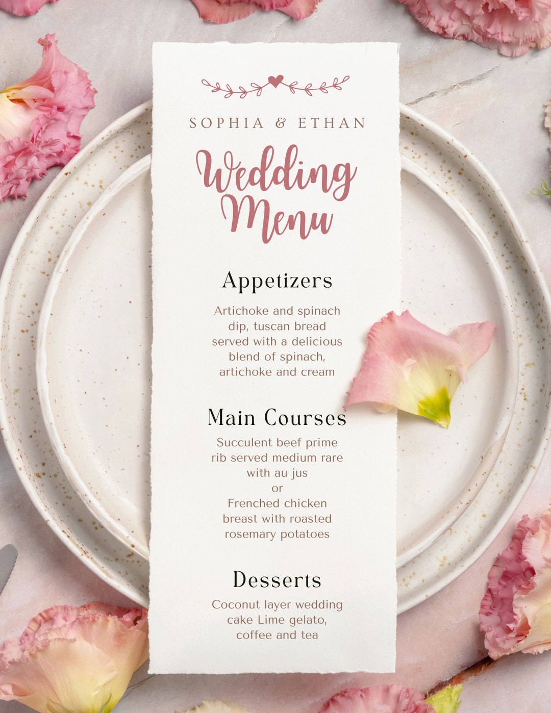 Elegant Wedding Menu Template – Customizable Pink Floral Design - Etsy