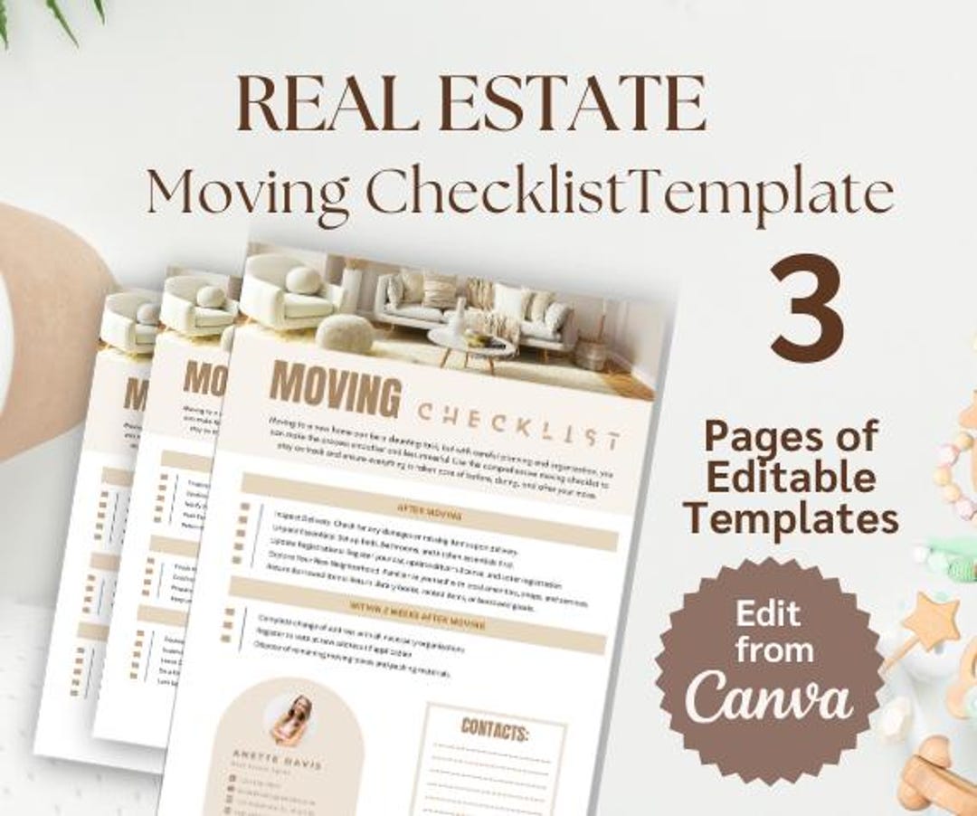 Real Estate Moving Checklist - Printable Moving Planner - Realtor ...