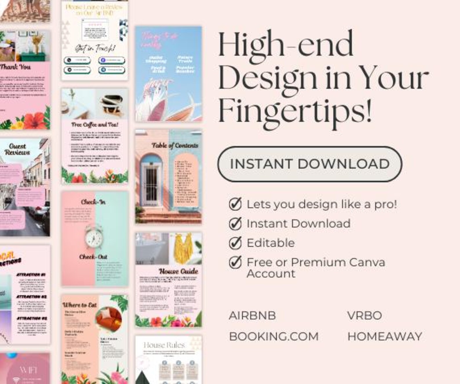 Airbnb Welcome Book Template - Editable Canva Guide - Vacation Rental ...