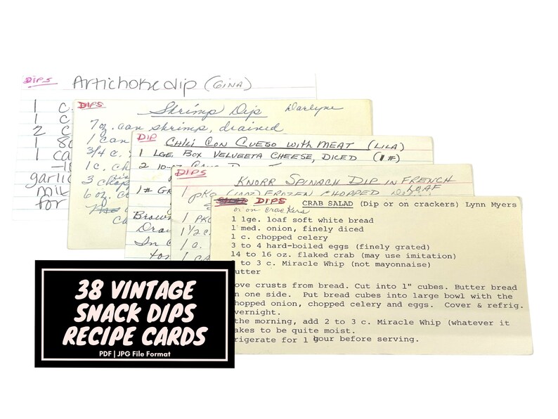 38 Antique Snack Dips Recipes, Vintage Ephemera Pack, Vintage Recipe ...