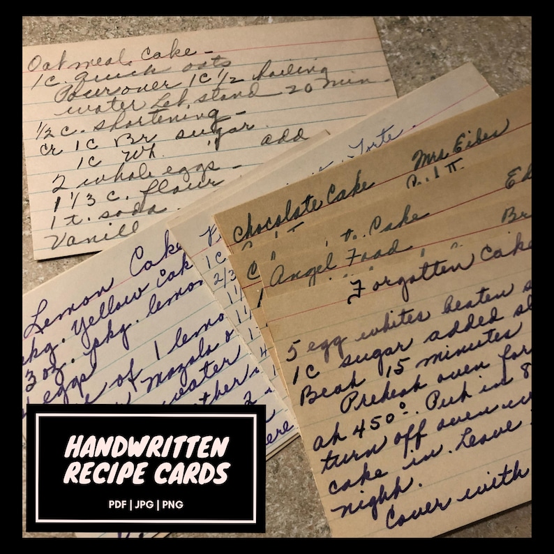 100 Vintage Recipe Cards: Handwritten & Typed (digital Download) - Etsy