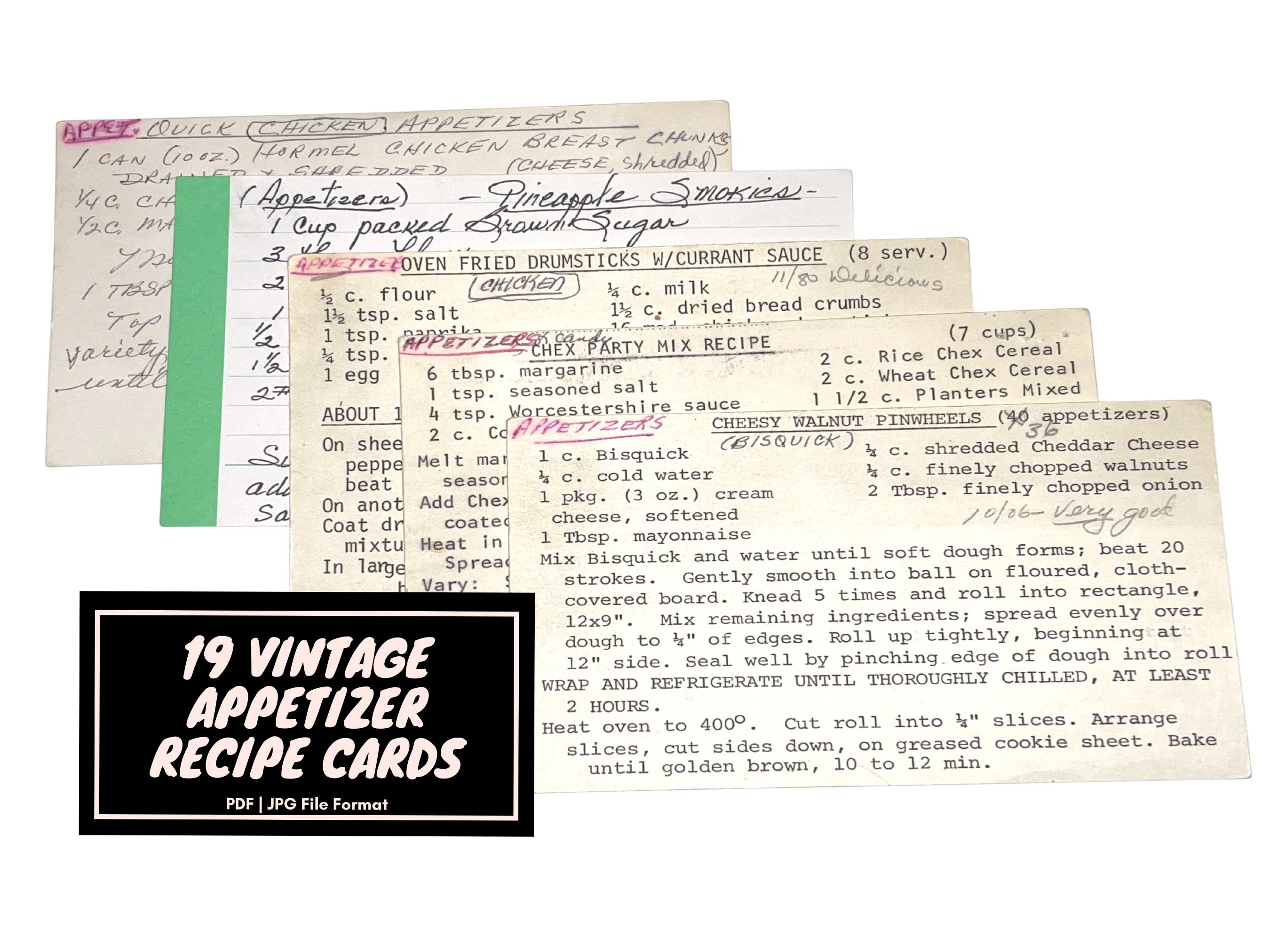 19 Antique Appetizers Recipes, Vintage Ephemera Pack, Vintage Recipe ...